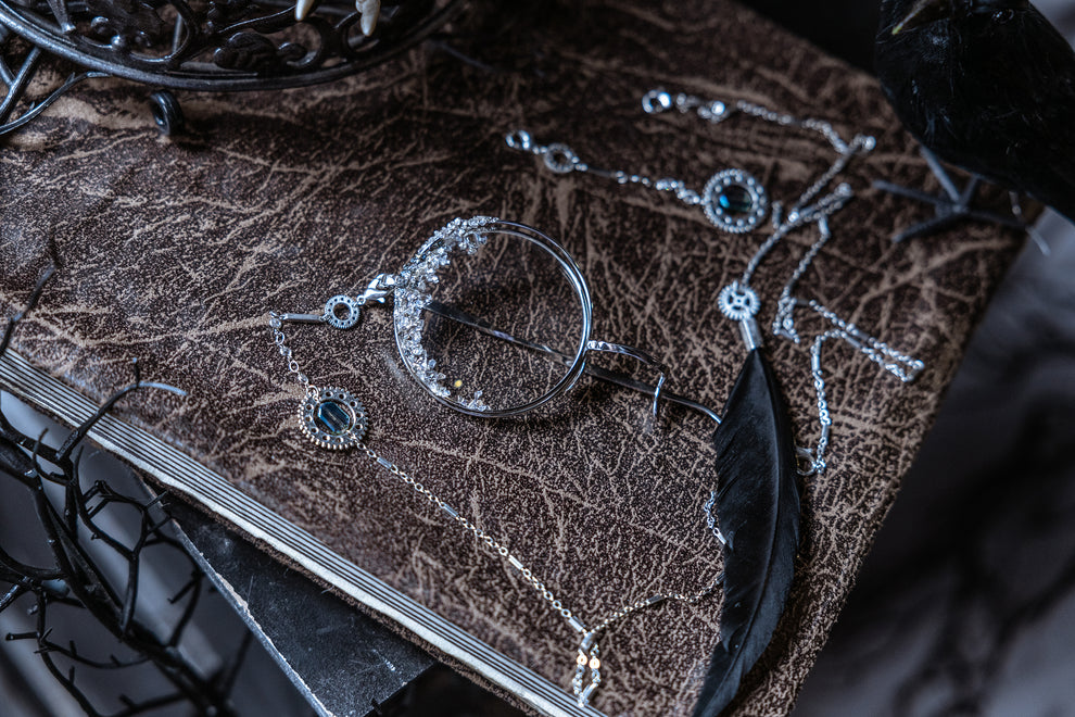 Lord of Mysteries Amon Series Crystal Gilded Monocle with Ornamental C ...