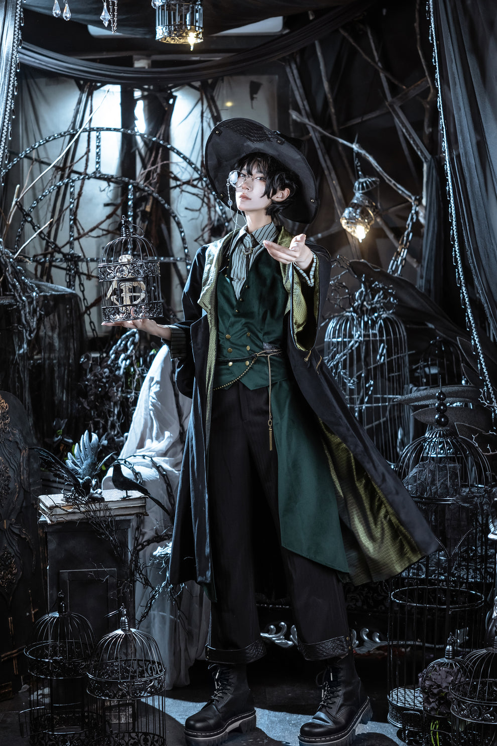 Lord of Mysteries Amon Series Crystal Gilded Monocle with Ornamental C ...