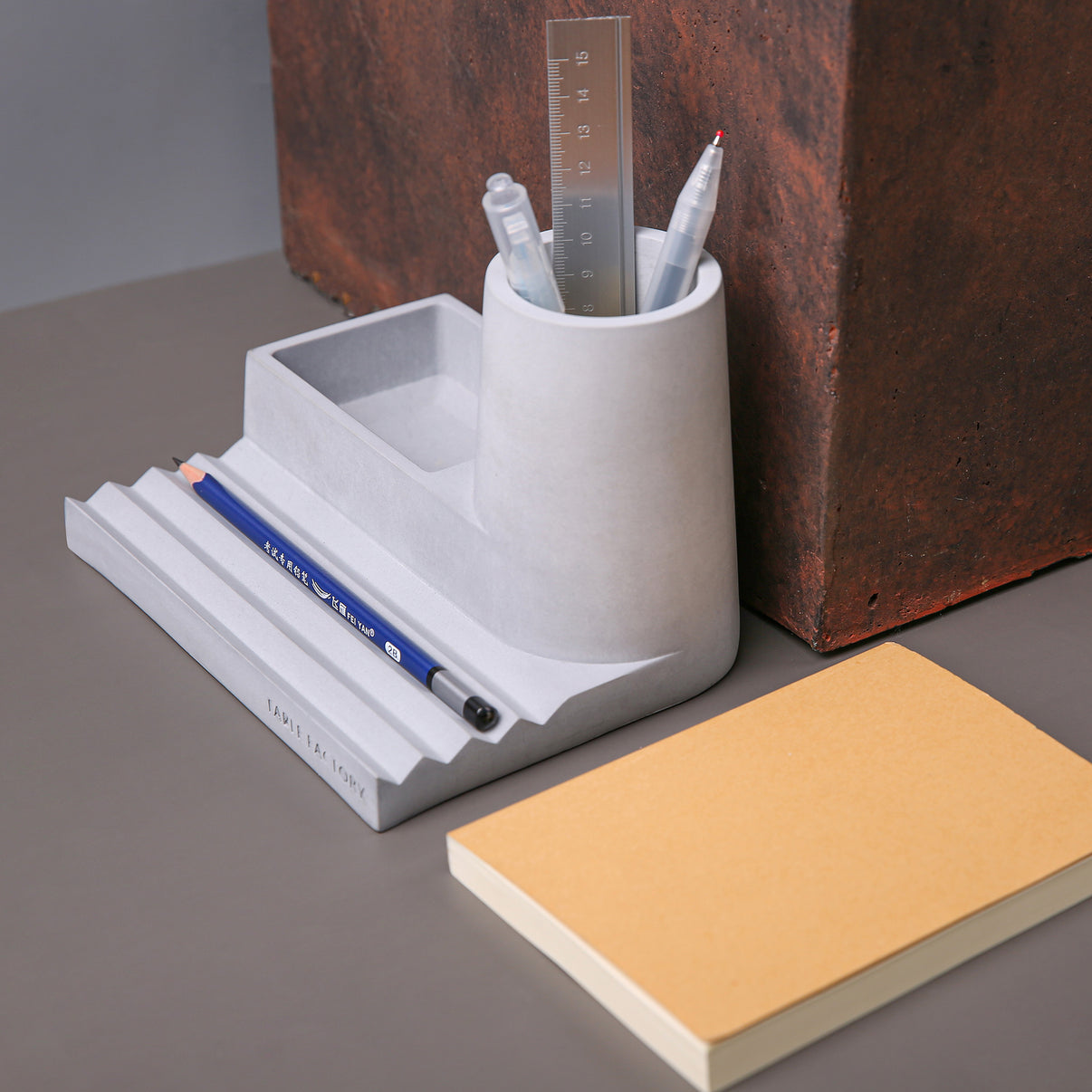 Table Factory Concrete Desk Organizer – Vermilion Collection