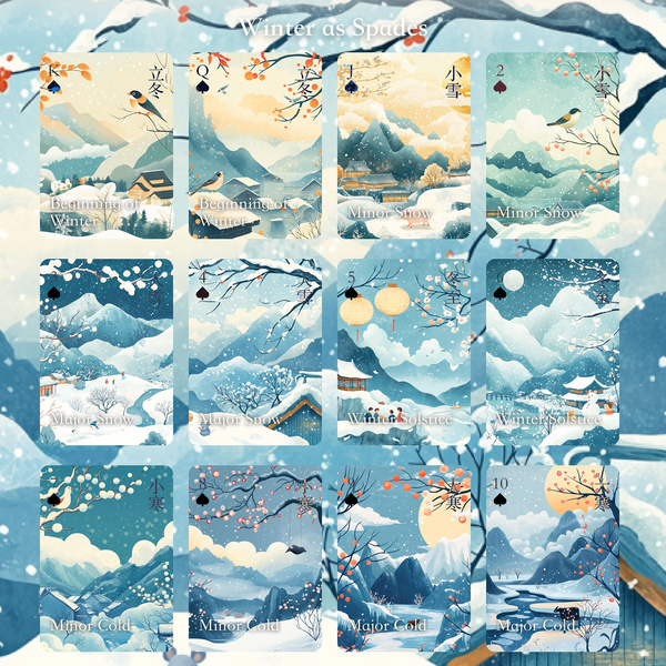 4-in-1 Solar Terms Playing Card Calendar Set (2025) – Vermilion Collection