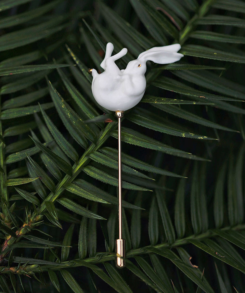 YIHE Ceramic Brooches "Rabbit" – Vermilion Collection