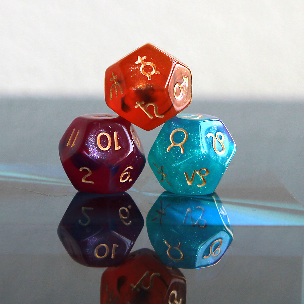 Meteodice Galaxy-Themed D12 Astrology Dice – Vermilion Collection